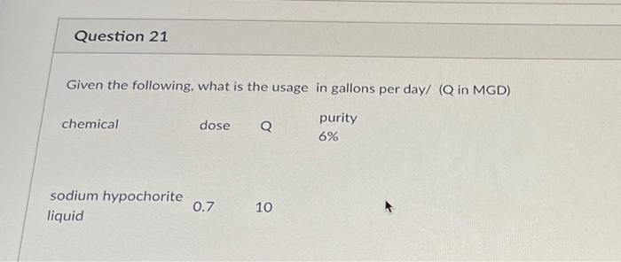 Solved Given the following, what is the usage in gallons per | Chegg.com