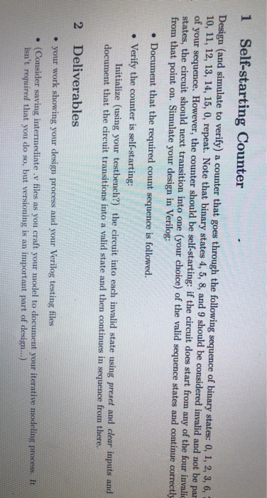 Solved 1 Self-starting Counter Design (and simulate to | Chegg.com