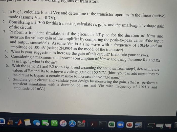 Solved @ R=6.7kΩ Rc=5k02 10uF -VOUT 10V VINA R2=3k02 Re=2k02 | Chegg.com