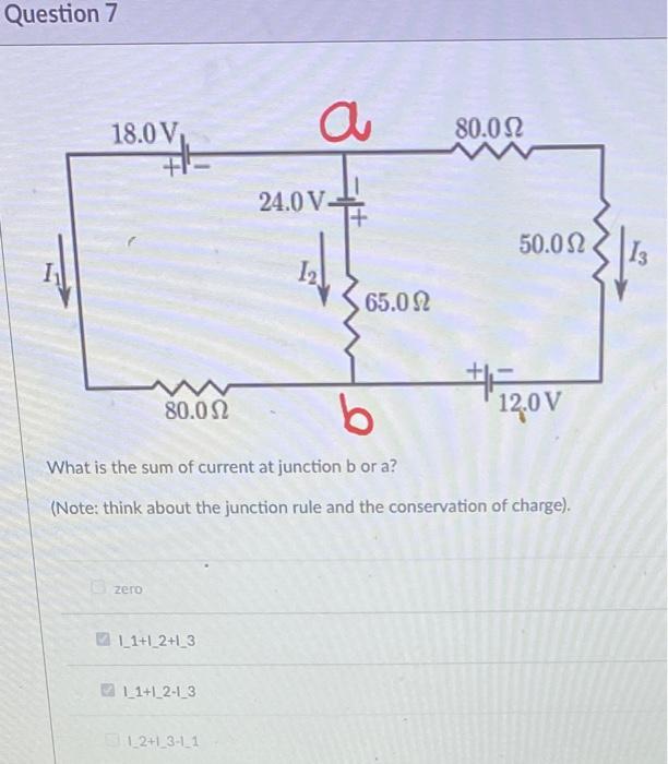 Solved What is the sum of current at junction b or a? (Note: | Chegg.com
