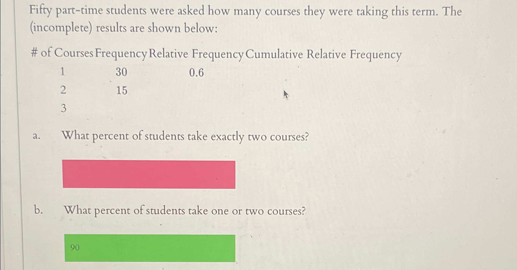 Solved Fifty part-time students were asked how many courses | Chegg.com