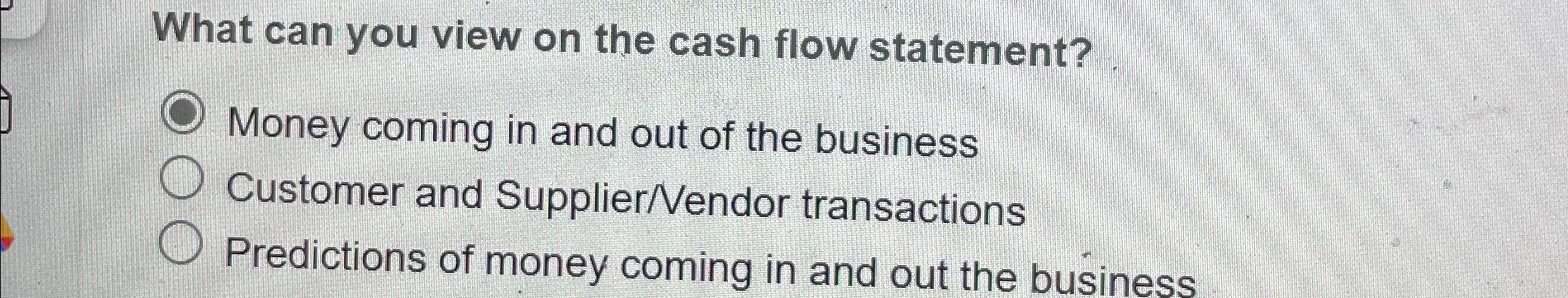 Solved What can you view on the cash flow statement?Money | Chegg.com