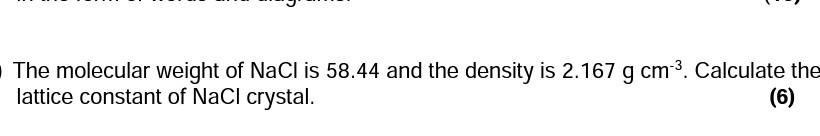 Solved The molecular weight of NaCl is 58.44 and the density | Chegg.com