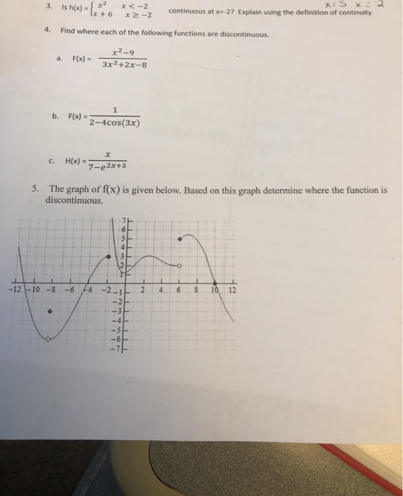 Solved - x S x continuous at x-2? Explain using the | Chegg.com