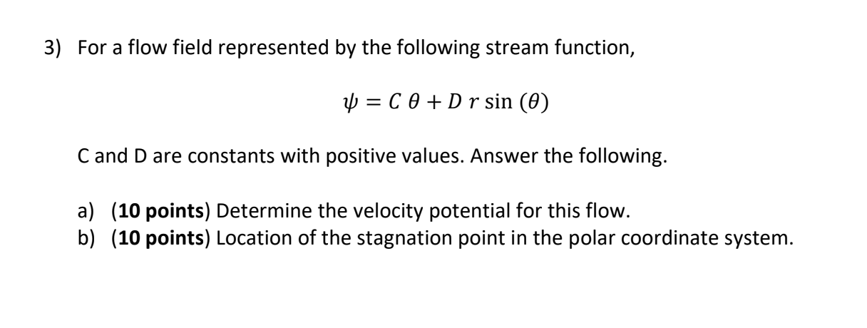 Solved For a flow field represented by the following stream | Chegg.com
