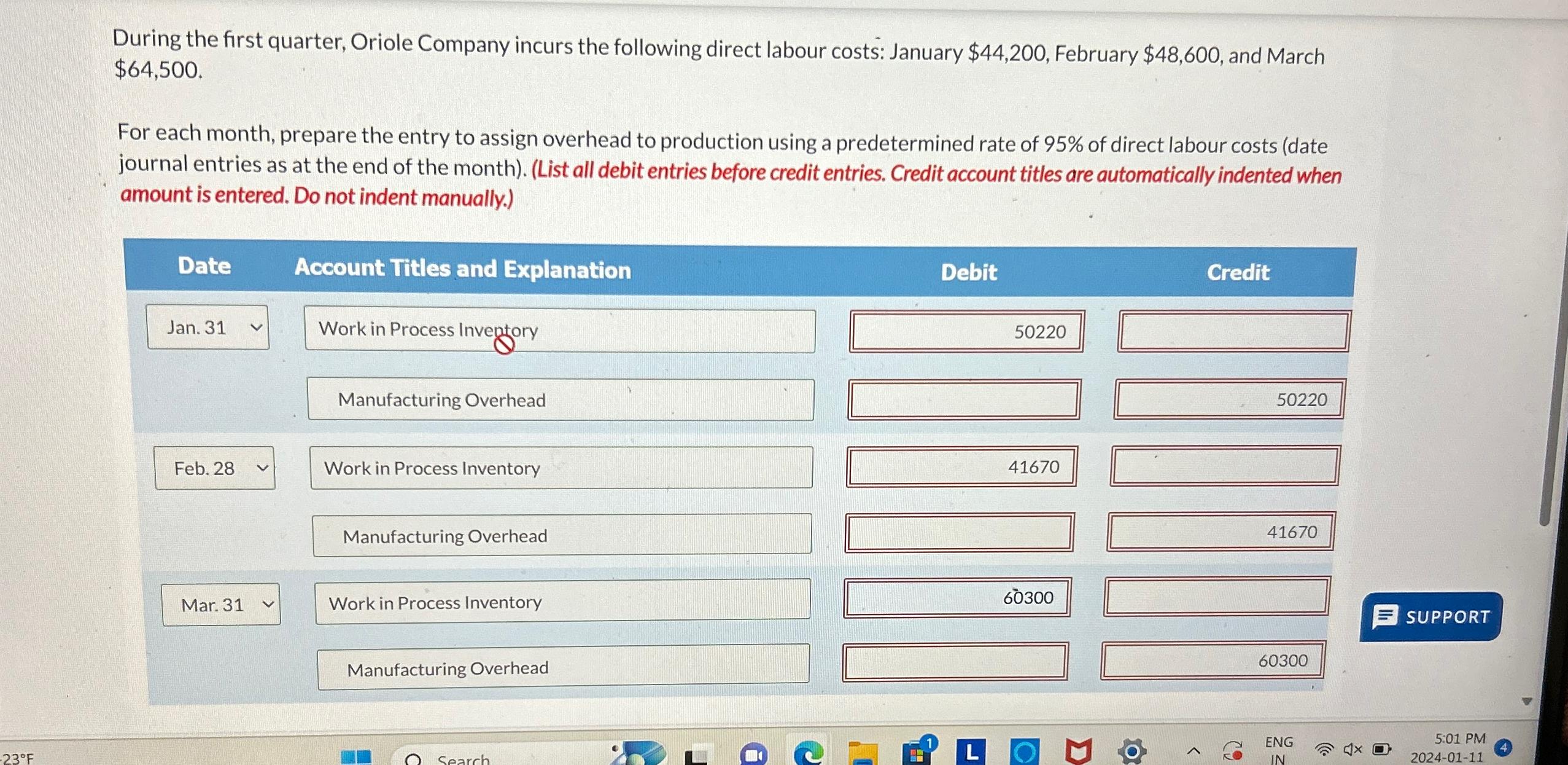 Solved During the first quarter, Oriole Company incurs the | Chegg.com