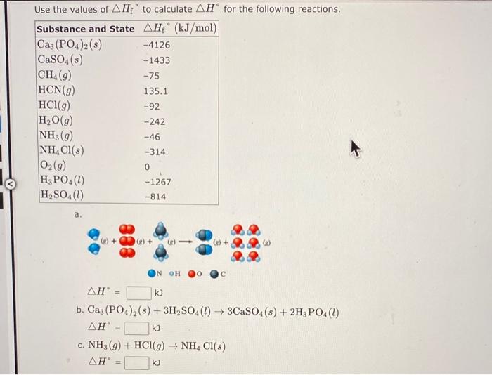Solved Use the values of ΔHf∘ to calculate ΔH∘ for the | Chegg.com