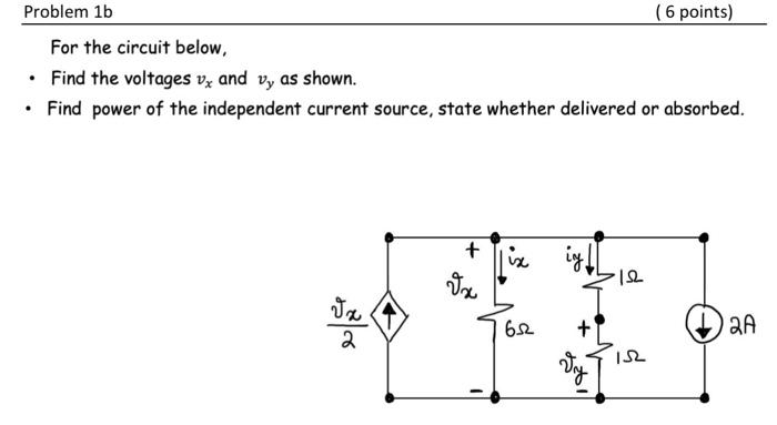 Solved find the voltages Vx and Vy as shown.find power of | Chegg.com