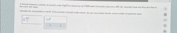Solved A chemist prepares a solution of silver(II) oxide | Chegg.com