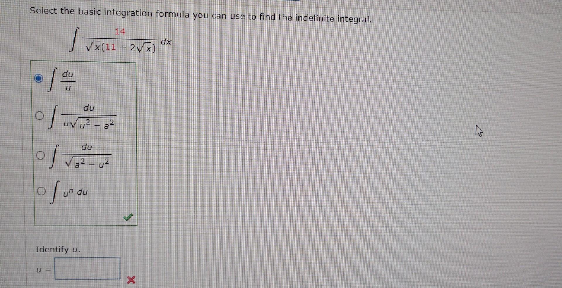 Solved Select the basic integration formula you can use to | Chegg.com