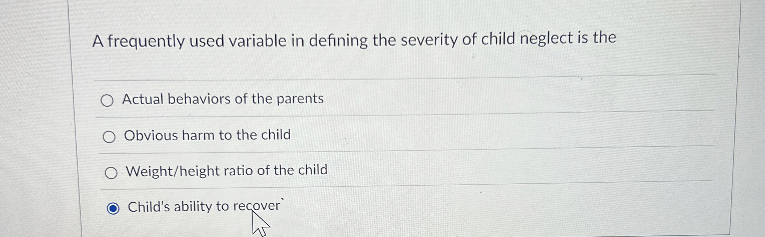Solved A frequently used variable in defining the severity | Chegg.com