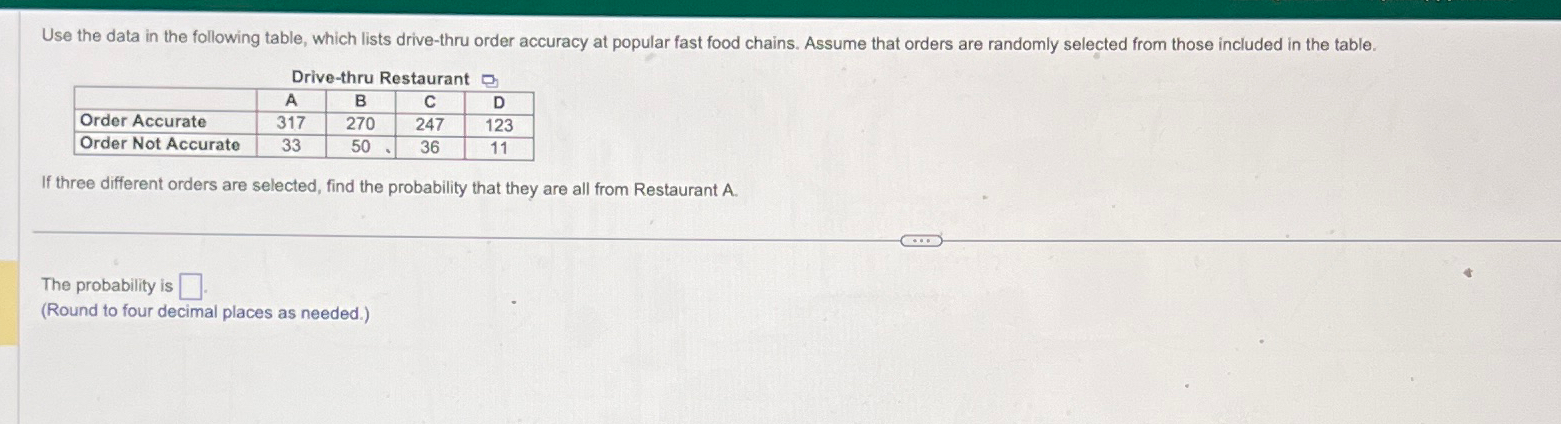 Solved Use the data in the following table, which lists | Chegg.com