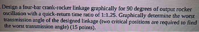 Solved Design a four-bar crank-rocker linkage graphically | Chegg.com