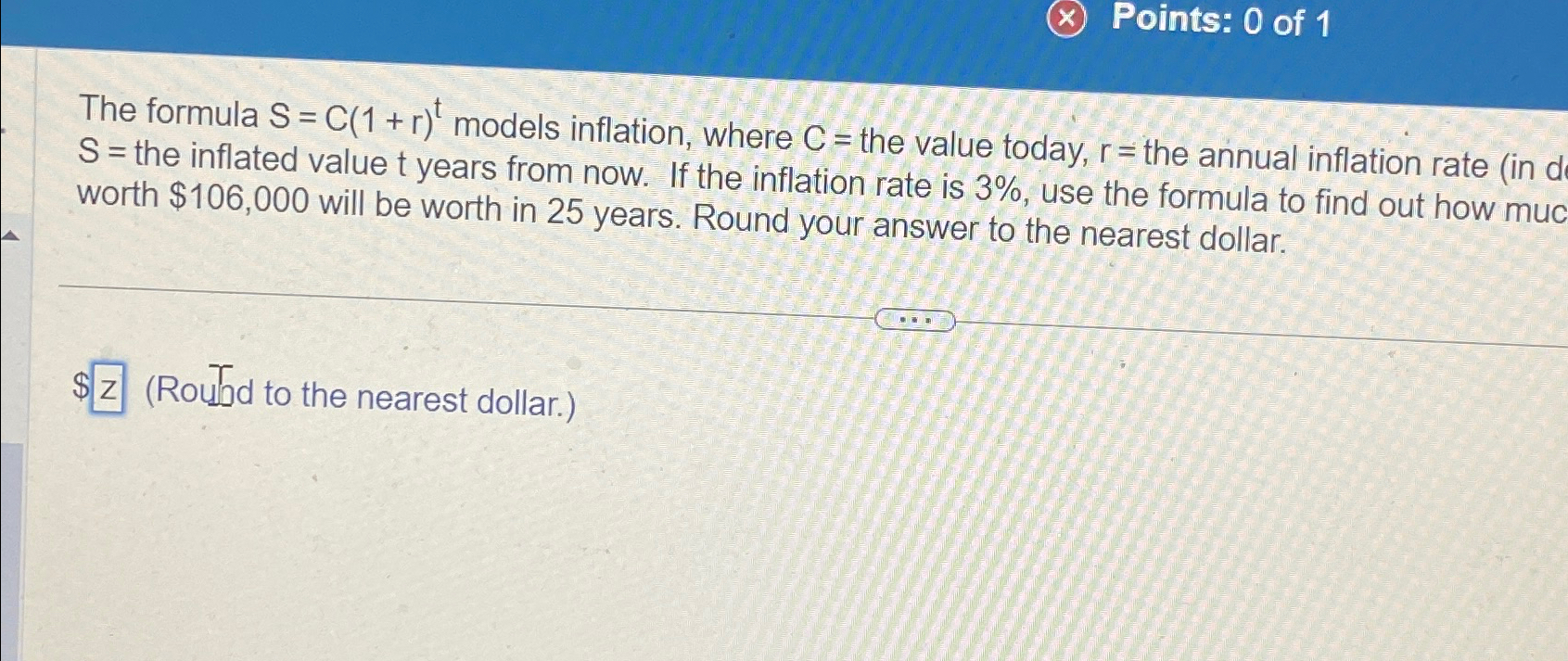 Solved The formula S=C(1+r)t ﻿models inflation, where C= | Chegg.com