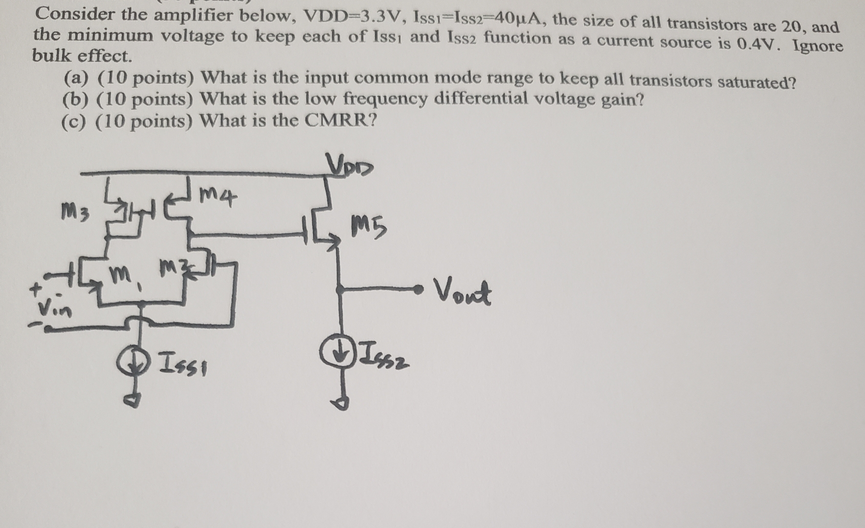 Solved Consider the amplifier below, | Chegg.com