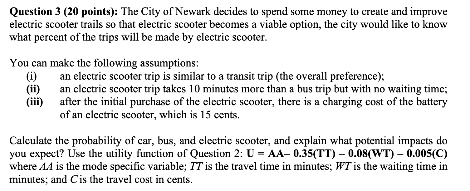 Solved Question 3 (20 ﻿points): The City of Newark decides | Chegg.com