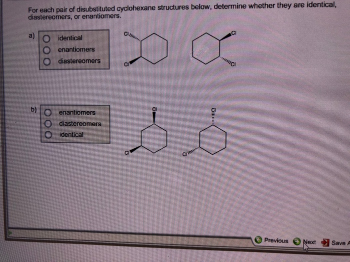 Solved For each pair of disubstituted cyclohexane structures | Chegg.com