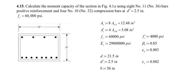 Solved 4.15. Calculate the moment capacity of the section in | Chegg.com