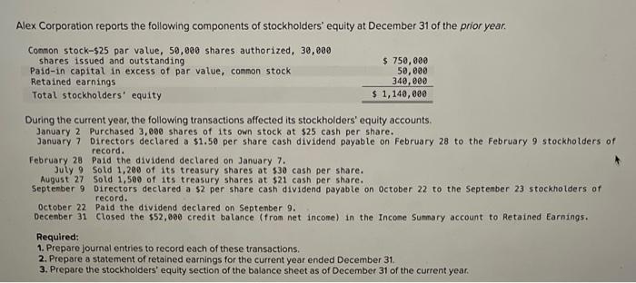 Solved Alex Corporation reports the following components of | Chegg.com