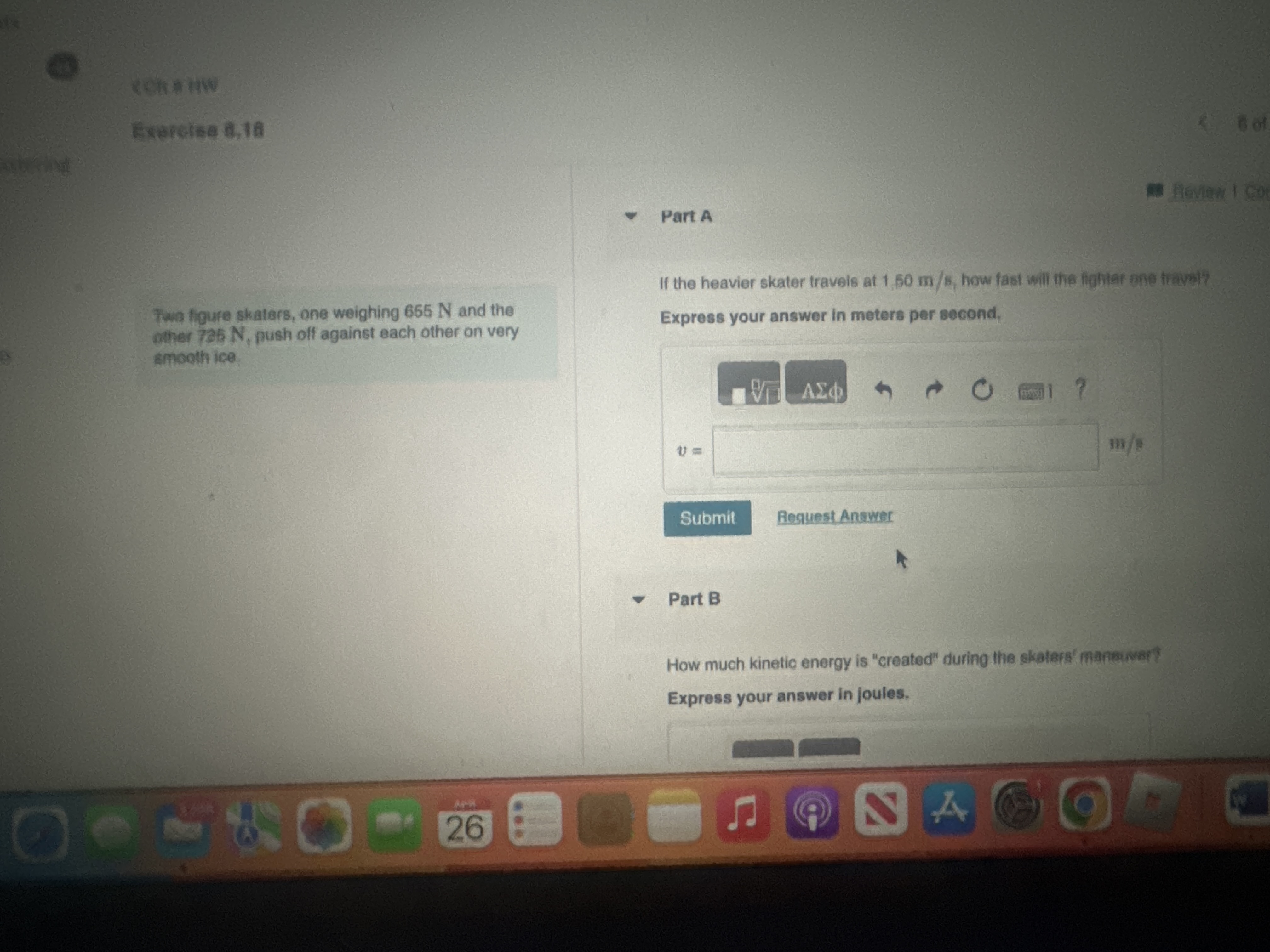 Solved Twa figure skatsrs, one weighing 655N ﻿and theother | Chegg.com
