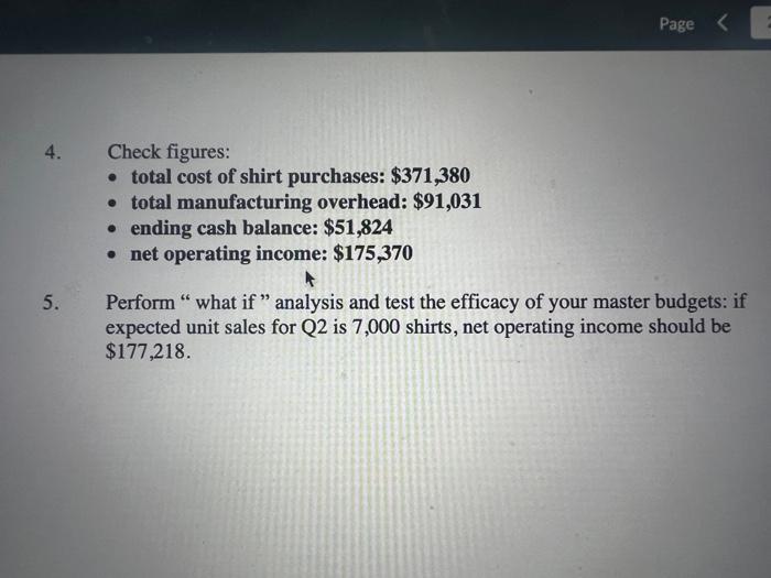 4. Check figures: - total cost of shirt purchases: | Chegg.com