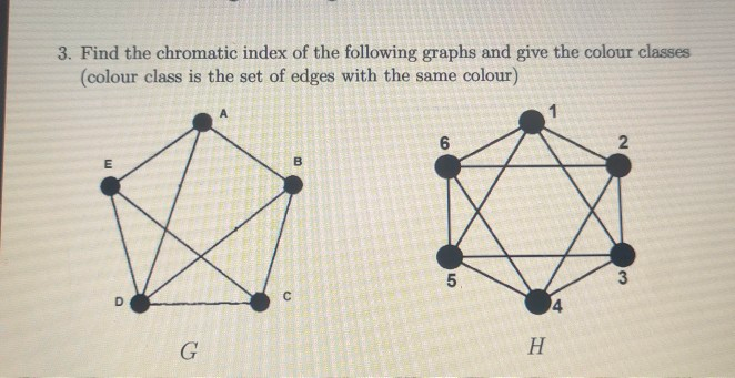 Solved 3. Find the chromatic index of the following graphs | Chegg.com