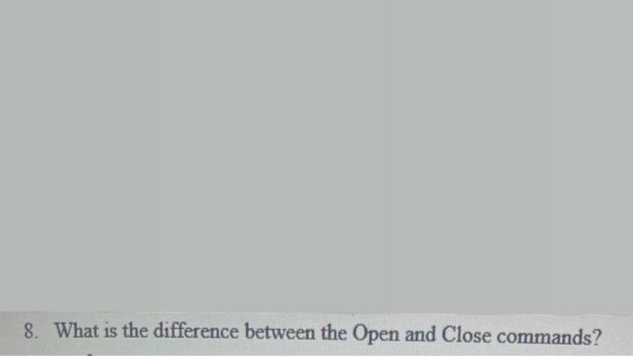 Solved 8. What is the difference between the Open and Close | Chegg.com