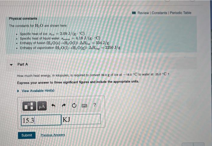 Solved A Review Constants Periodic Table Physical constants | Chegg.com