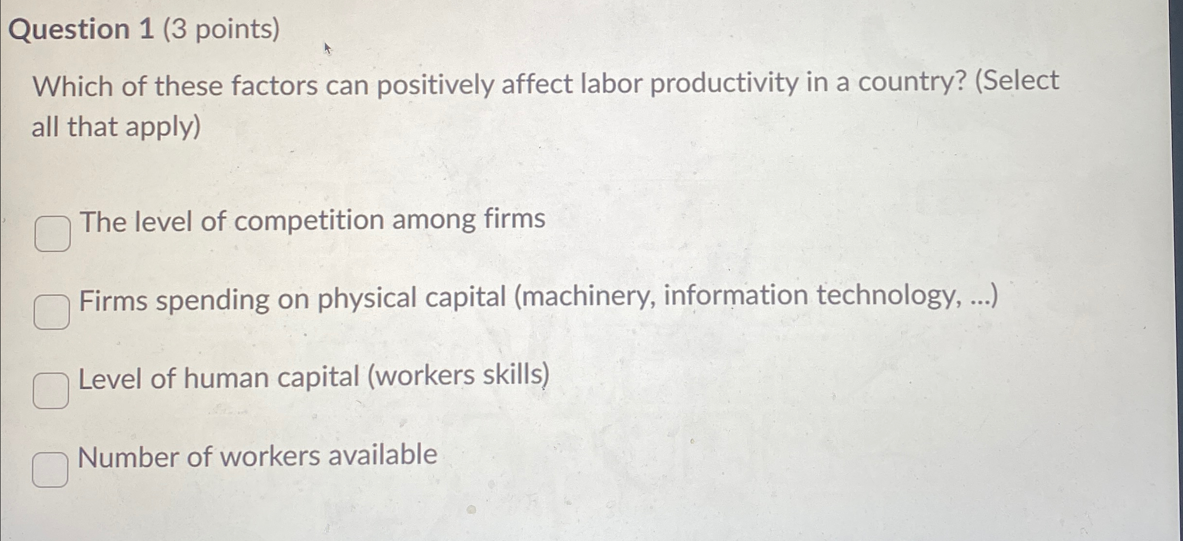 Solved Question 1 (3 ﻿points)Which of these factors can | Chegg.com