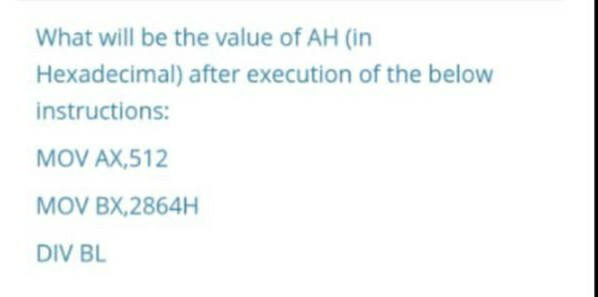 Solved What will be the value of BL (in Hexadecimal) after | Chegg.com