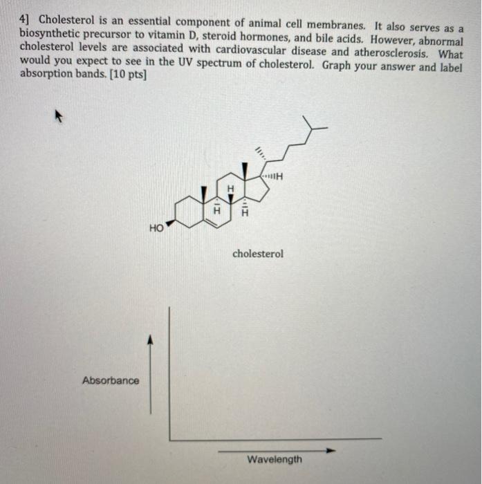 Solved 4] Cholesterol is an essential component of animal | Chegg.com