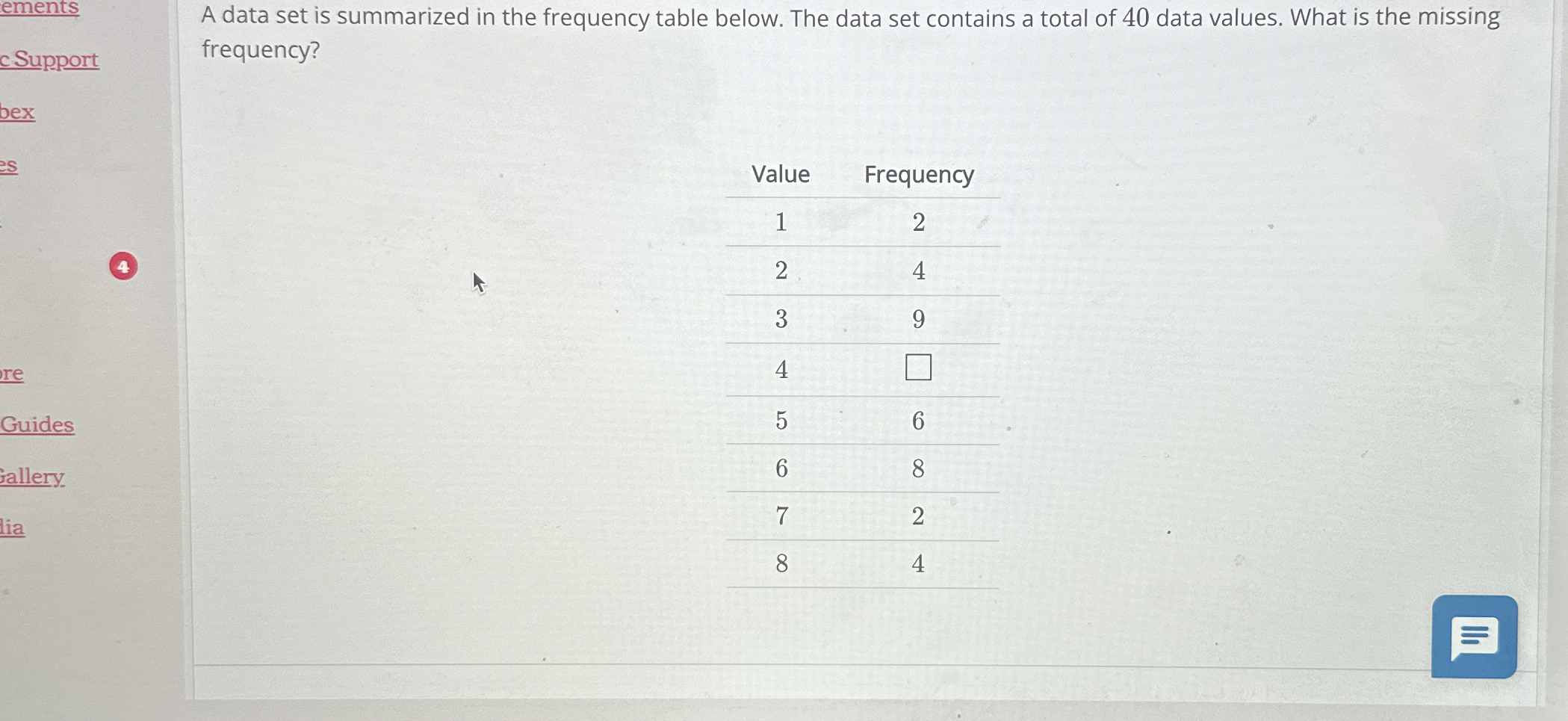 Solved A data set is summarized in the frequency table | Chegg.com