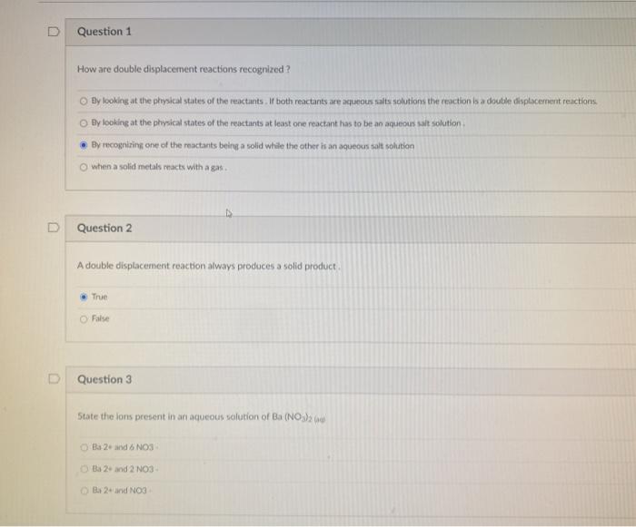 Solved Question 1 How are double displacement reactions | Chegg.com