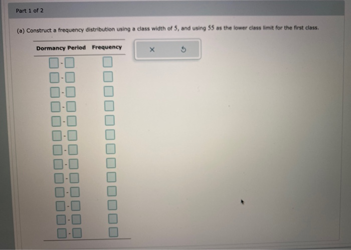 Solved Part 1 of 2 (a) Construct a frequency distribution | Chegg.com