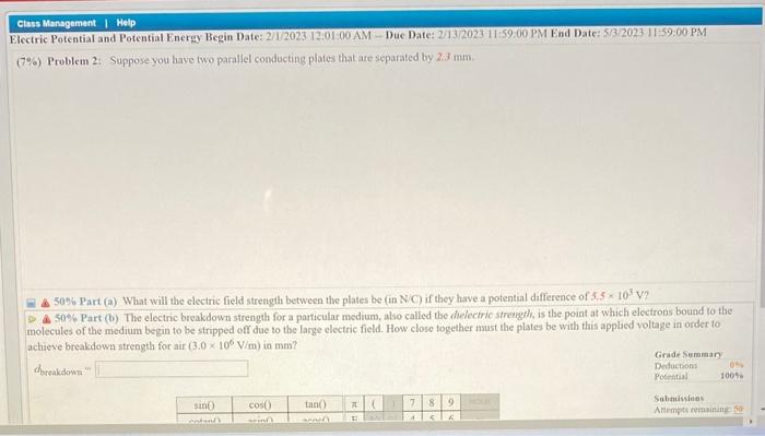 Solved (7\%) Problem 2: Suppose you have two parallel | Chegg.com