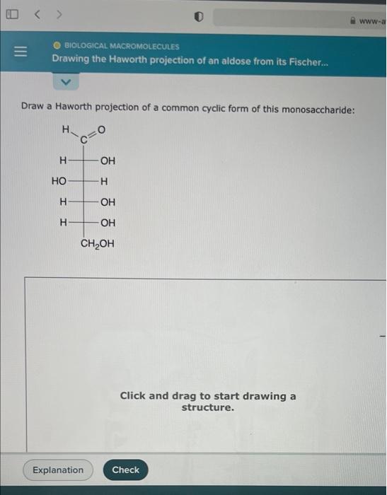 Solved www- BIOLOGICAL MACROMOLECULES Drawing the Haworth | Chegg.com