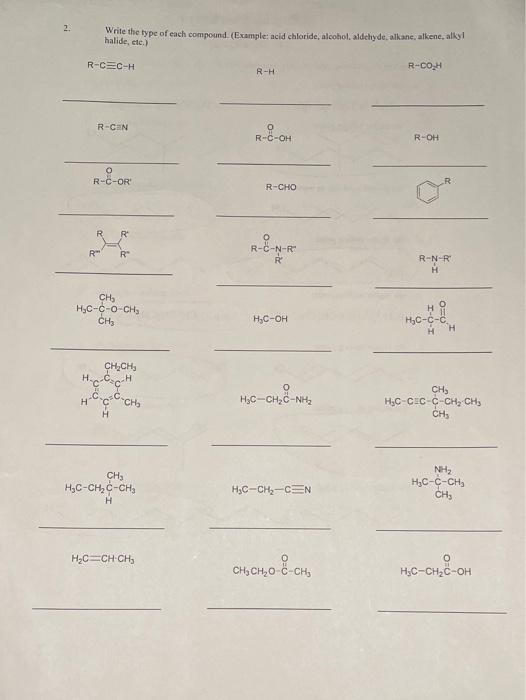 Solved 2 Write the type of each compound. (Example: acid | Chegg.com