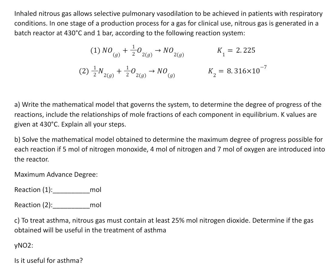 Solved Inhaled nitrous gas allows selective pulmonary | Chegg.com