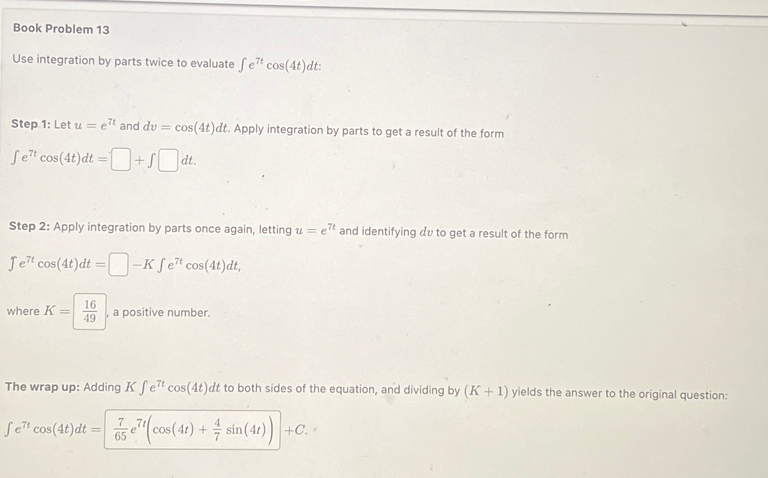 Solved Book Problem 13Use integration by parts twice to | Chegg.com