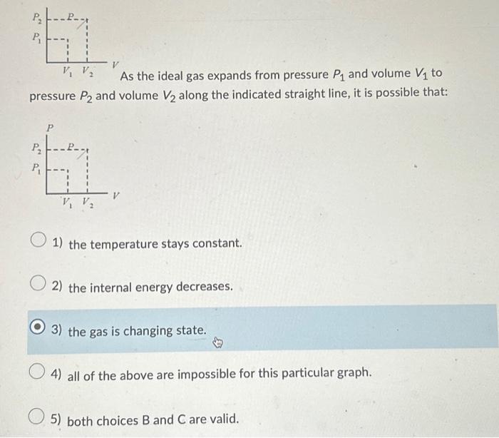 Solved As the ideal gas expands from pressure P1 and volume | Chegg.com