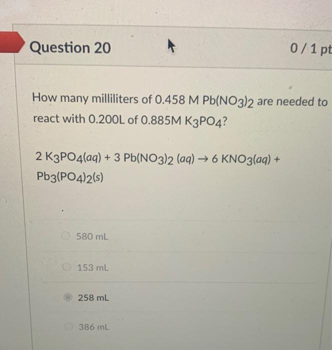 Solved How many milliliters of 0.458MPb(NO3)2 are needed to | Chegg.com