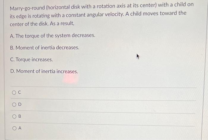 Solved Marry-go-round (horizontal disk with a rotation axis | Chegg.com