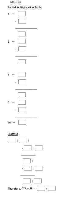 Solved 579 +48 Partial Multiplication Table 1 + 2 4 8 16 | Chegg.com