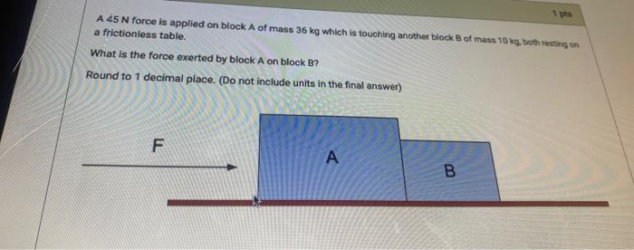 Solved A 45 N force is applied on block A of mass 36 kg | Chegg.com