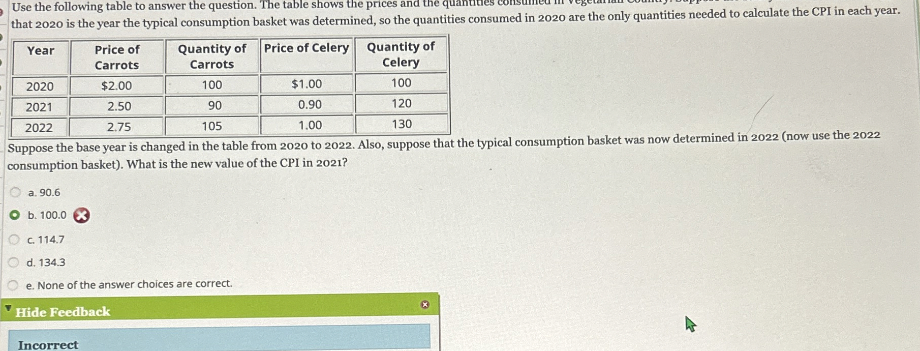 Solved Use the following table to answer the question. The | Chegg.com