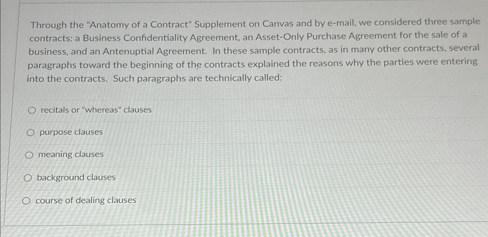 Solved Through the "Anatomy of a Contract" Supplement on | Chegg.com
