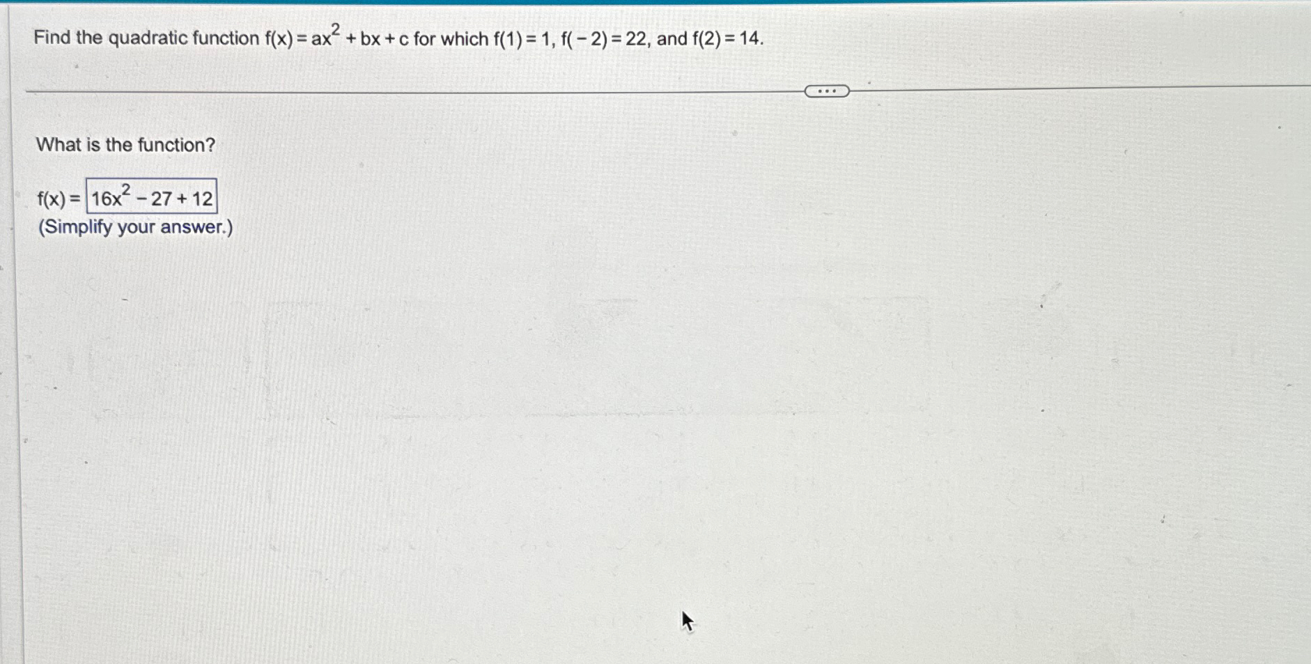 Solved Find The Quadratic Function F X Ax2 Bx C ﻿for Which