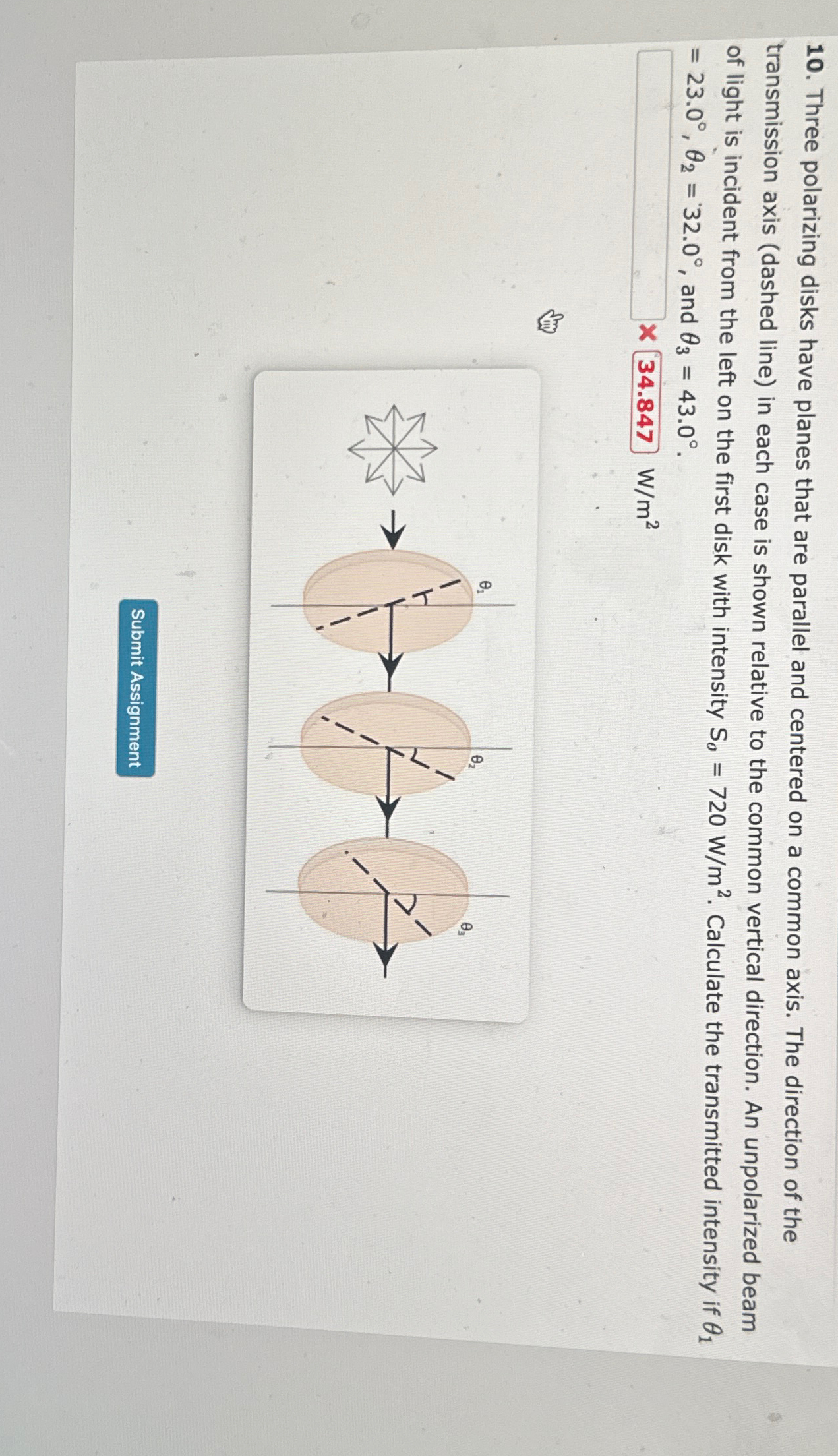 Solved Three polarizing disks have planes that are parallel | Chegg.com