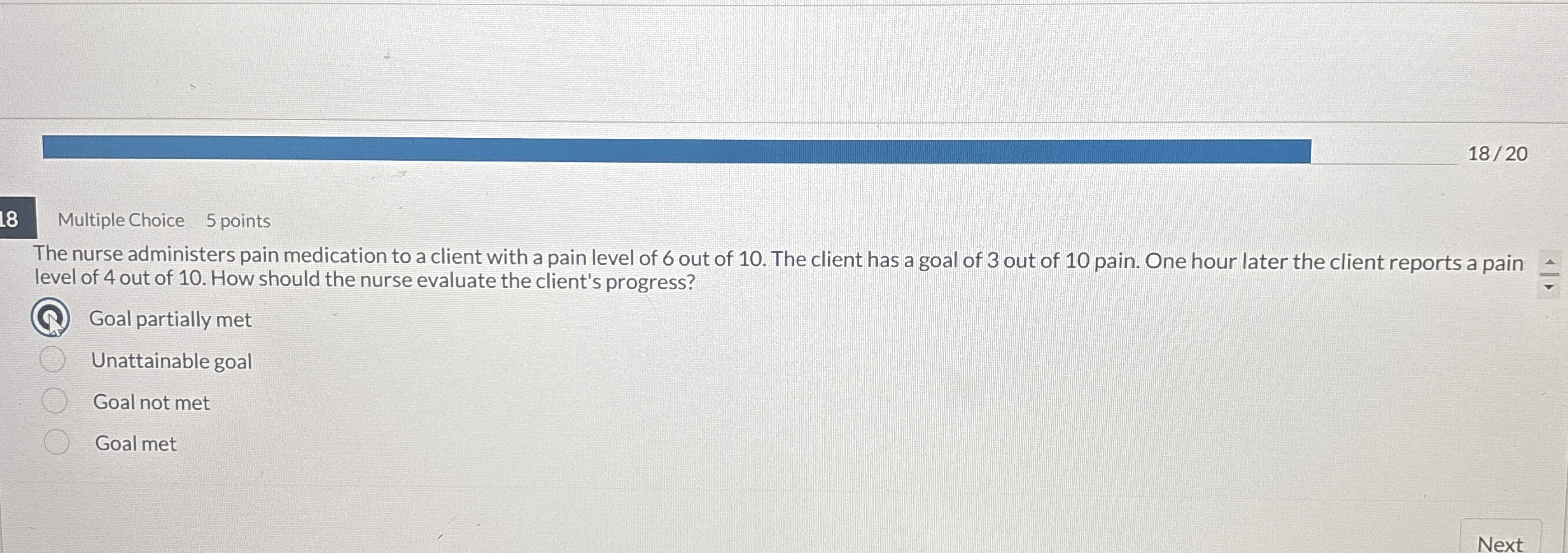 18Multiple Choice 5 ﻿pointsThe nurse administers pain | Chegg.com