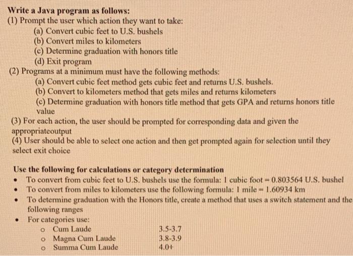 Solved Write a Java program as follows: (1) Prompt the user | Chegg.com